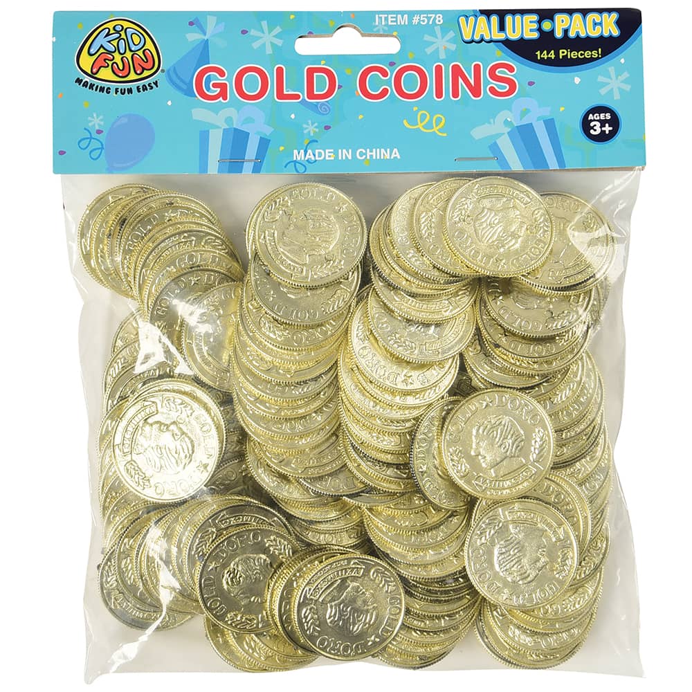 Plastic Gold Coins 144pc – Fun Services Colorado