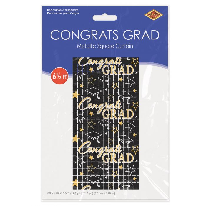 Congrats Grad Metallic Square Curtain | Graduation – Fun Services Colorado